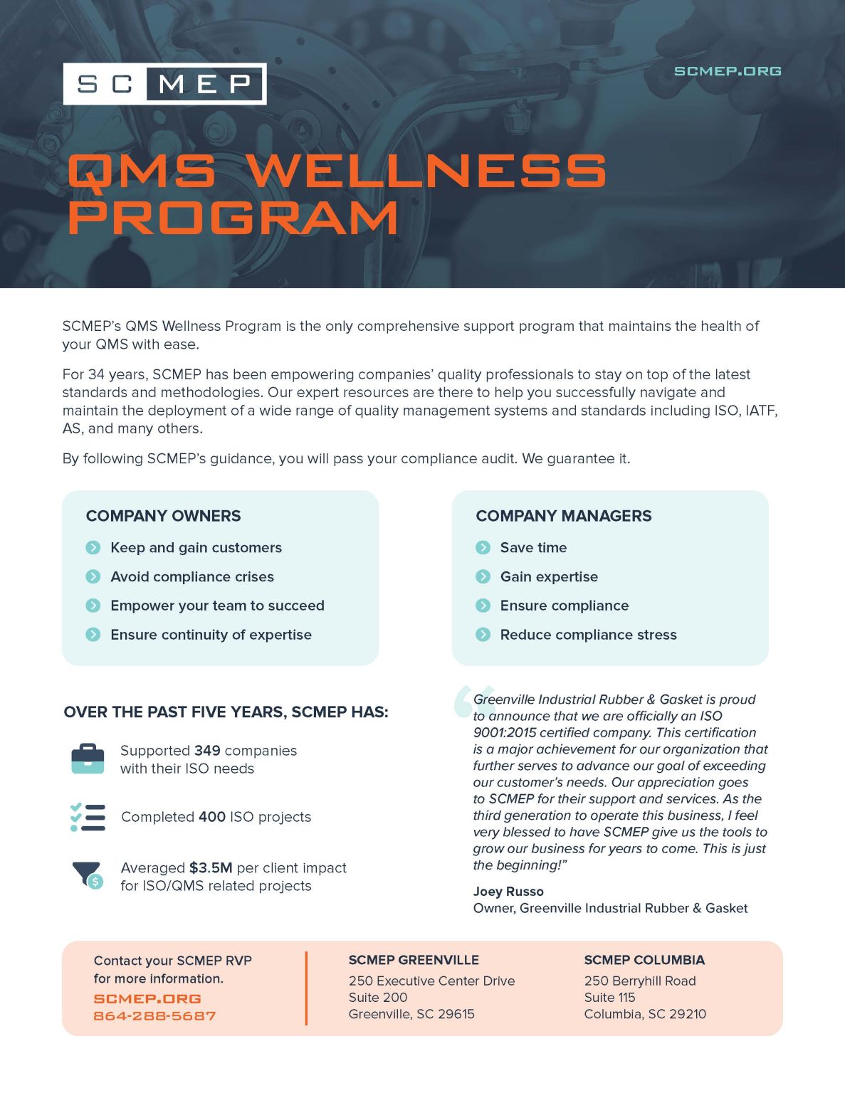 SCMEP: QMS Wellness Program - Manufacturing in South Carolina